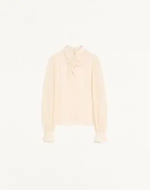 Valentino Garavani Valentino Embroidered Crepe De Chine Top Vanilla