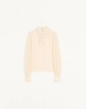 Valentino Garavani Valentino Embroidered Crepe De Chine Top Vanilla