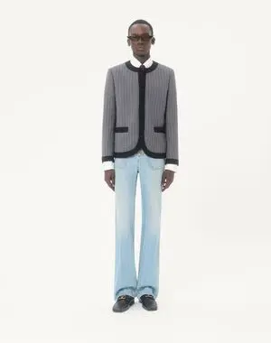 Valentino Garavani Pinstripe Silk Jacket - Grey