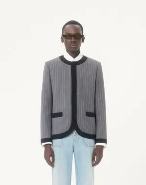 Valentino Garavani Pinstripe Silk Jacket - Grey