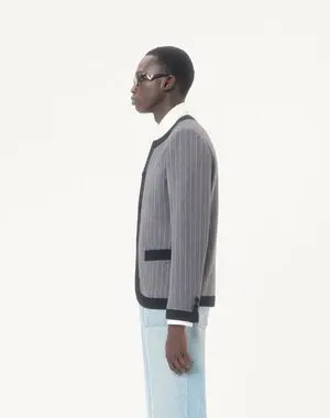 Valentino Garavani Pinstripe Silk Jacket - Grey