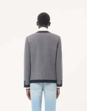 Valentino Garavani Pinstripe Silk Jacket - Grey