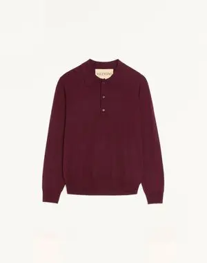 Valentino Garavani Wool Polo With Vlogo Embroidery - Maroon