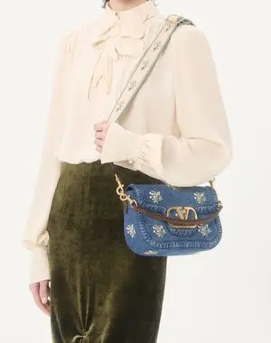 Valentino Garavani Alltime Medium Shoulder Bag - Denim