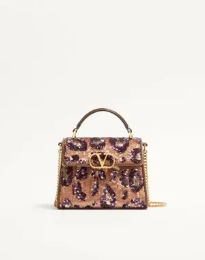Valentino Garavani Vsling Mini Embroidered Animalier Handbag - Brown/multicolour