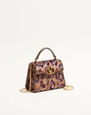 Valentino Garavani Vsling Mini Embroidered Animalier Handbag - Brown/multicolour