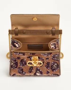 Valentino Garavani Vsling Mini Embroidered Animalier Handbag - Brown/multicolour