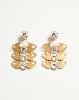 Valentino Garavani Metal And Crystal Earrings - Gold/crystal
