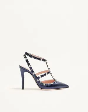 Valentino Garavani Rockstud Laminated Nappa Leather Pumps Navy