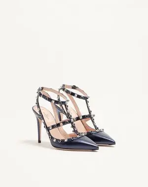 Valentino Garavani Rockstud Laminated Nappa Leather Pumps - Navy