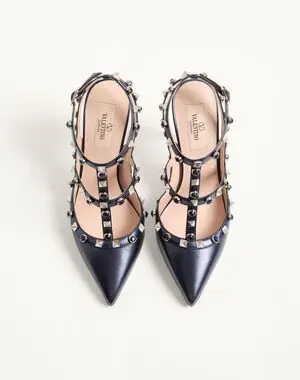 Valentino Garavani Rockstud Laminated Nappa Leather Pumps - Navy