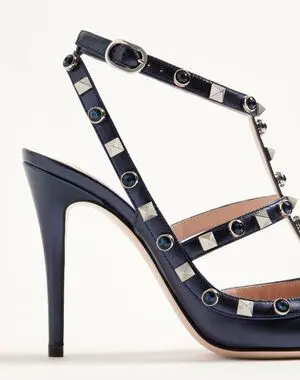 Valentino Garavani Rockstud Laminated Nappa Leather Pumps - Navy