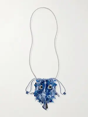ANYA HINDMARCH Blowfish Embellished Satin Shoulder Bag - Blue