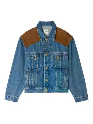 Sandro Contrast-panel Denim Jacket - Blue