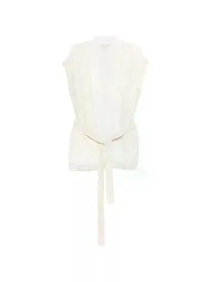 FORTE_FORTE Belted Fringe Jacket - Neutrals