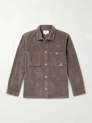 Folk Anniversary Patch Cotton-corduroy Overshirt - Brown