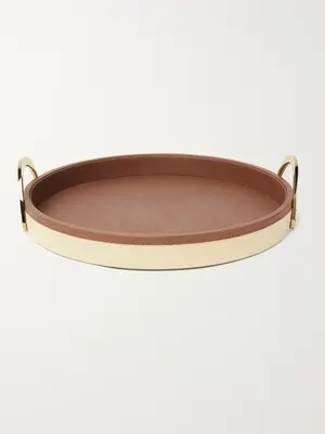 Ralph Lauren Garrett Canvas, Leather And Brass Tray - Neutrals