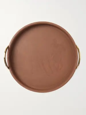 Ralph Lauren Garrett Canvas, Leather And Brass Tray