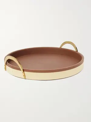 Ralph Lauren Garrett Canvas, Leather And Brass Tray