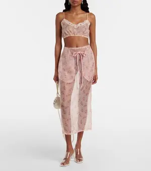 Simone Rocha Floral Lace-trimmed Bra Top