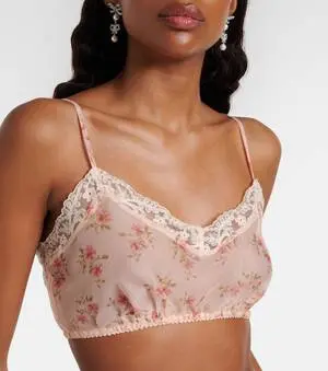 Simone Rocha Floral Lace-trimmed Bra Top