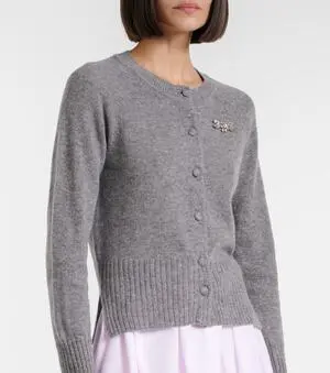 Simone Rocha Embellished Cashmere Cardigan - Grey