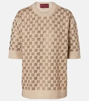 Gucci Gg Wool And Cashmere-blend Sweater - Brown