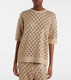 Gucci Gg Wool And Cashmere-blend Sweater - Brown