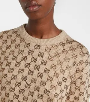 Gucci Gg Wool And Cashmere-blend Sweater - Brown