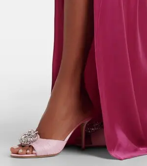 Mach & Mach Galaxy 85 Embellished Satin Mules - Pink