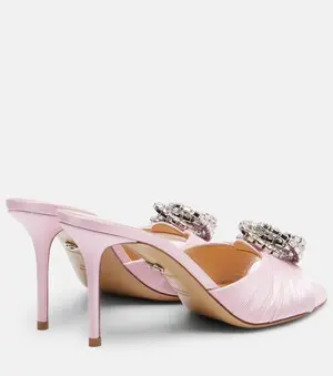 Mach & Mach Galaxy 85 Embellished Satin Mules - Pink