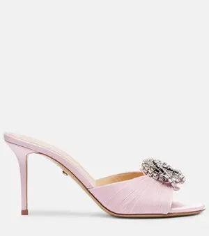 Mach & Mach Galaxy 85 Embellished Satin Mules - Pink