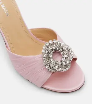 Mach & Mach Galaxy 85 Embellished Satin Mules - Pink