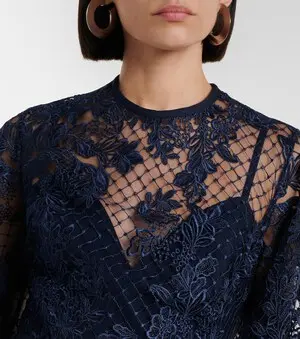Elie Saab Embroidered Lace And Tulle Gown - Blue