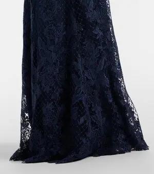 Elie Saab Embroidered Lace And Tulle Gown - Blue
