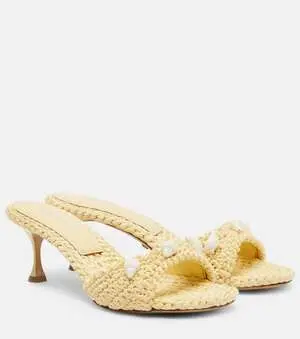 Mach & Mach Embellished Crochet Mules - Yellow