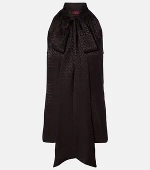 Gucci Horsebit Tie-neck Silk Jacquard Top - Brown