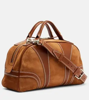 Dries Van Noten Leather-trimmed Suede Top-handle Bag