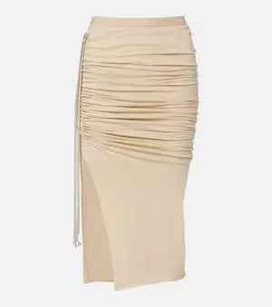 Rick Owens Cotton Jersey Midi Skirt - Beige