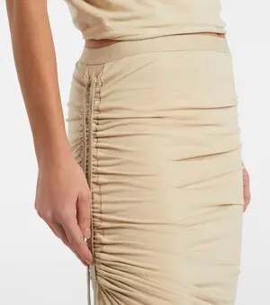 Rick Owens Cotton Jersey Midi Skirt - Beige