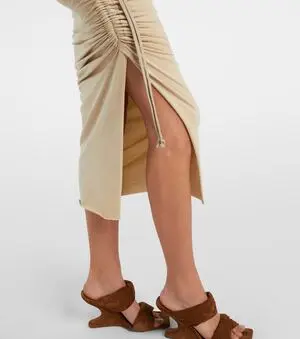 Rick Owens Cotton Jersey Midi Skirt - Beige