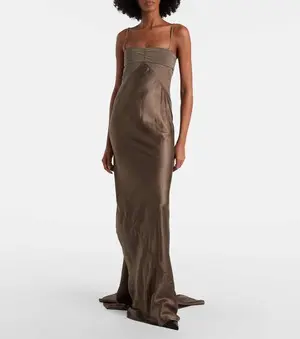 Rick Owens Silk-trimmed Satin Gown - Grey