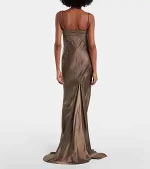 Rick Owens Silk-trimmed Satin Gown - Grey