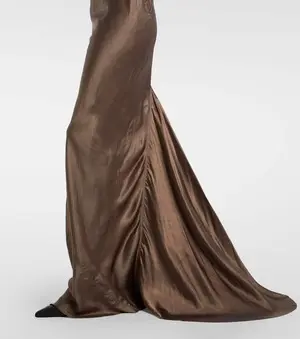 Rick Owens Silk-trimmed Satin Gown - Grey