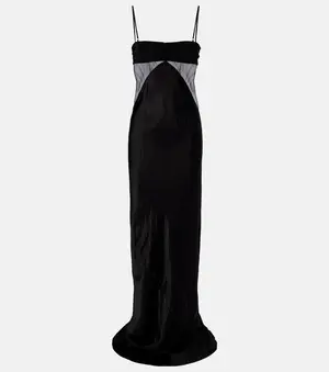 Rick Owens Combo Silk-trimmed Satin Gown - Black