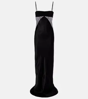 Rick Owens Silk-trimmed Satin Gown - Black