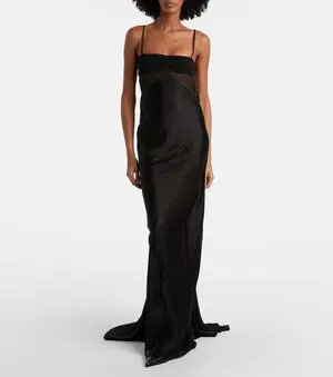 Rick Owens Silk-trimmed Satin Gown - Black