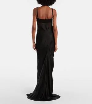 Rick Owens Silk-trimmed Satin Gown - Black
