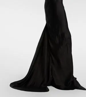 Rick Owens Silk-trimmed Satin Gown - Black