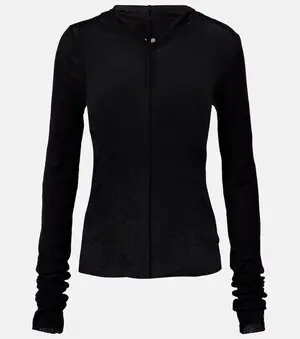 Rick Owens Cotton Jersey Long Sleeve Top - Black